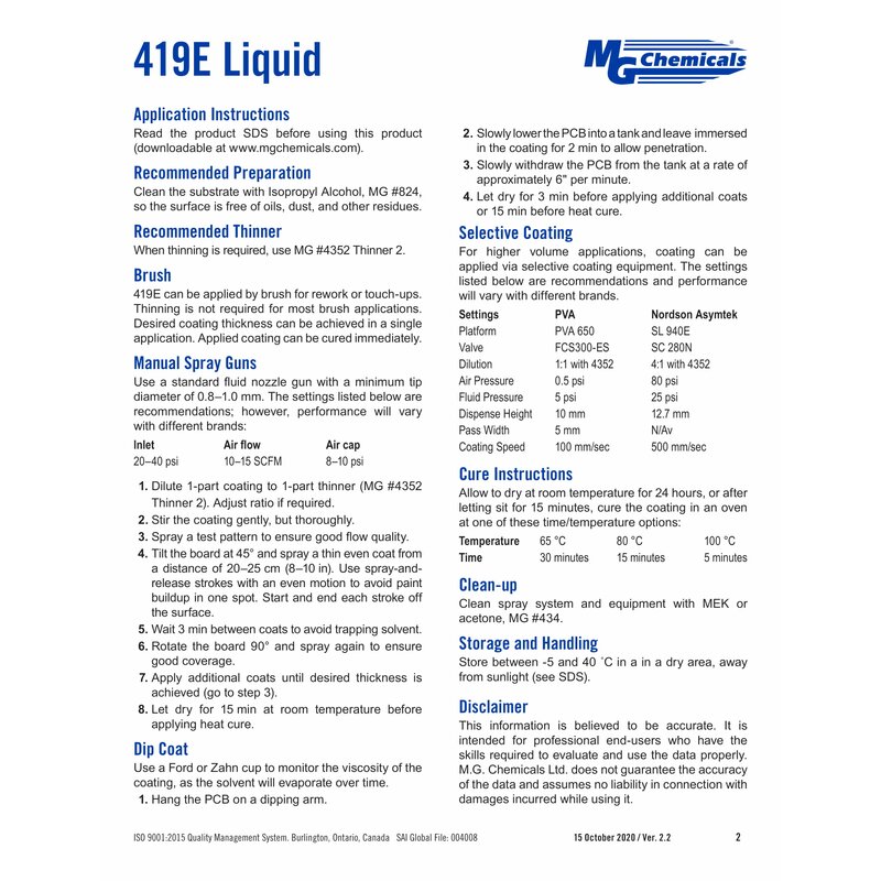 MG Chemicals - Premium Acrylic Conformal Coating, UL746E, UL94V-0 (Fi ...